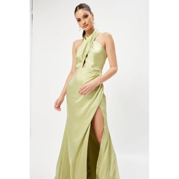 Elliatt | Dresses | Elliatt Begonia Maxi Dress Avocado Green Satin ...